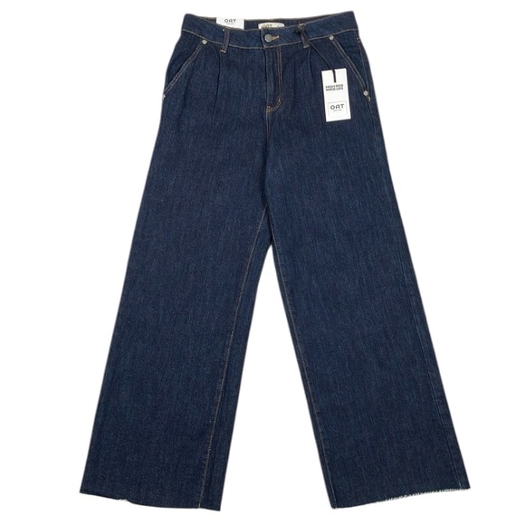 Oat New York | Jeans | Oat High Rise Wide Leg Jeans Dark Blue Denim Raw ...